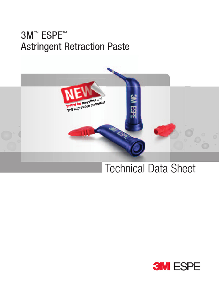 Astringent Retraction Paste Technical Data Sheet | PDF | Mouth | Dentistry