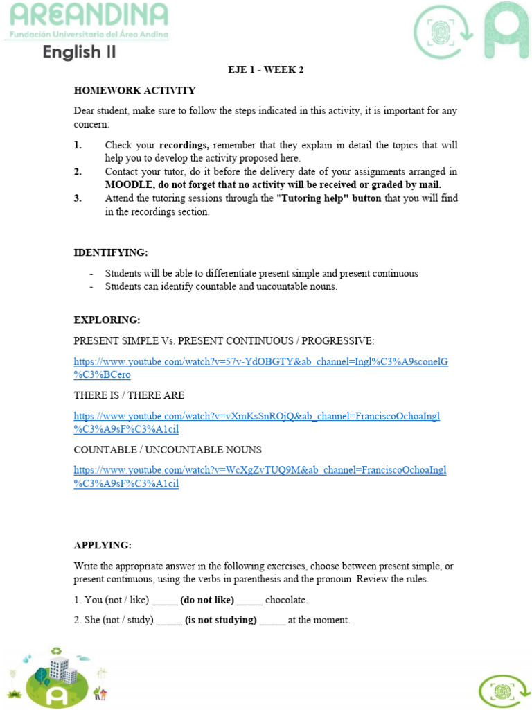 English 2 - EJE 1 - Week 2 | PDF | Syntax | Linguistic Morphology