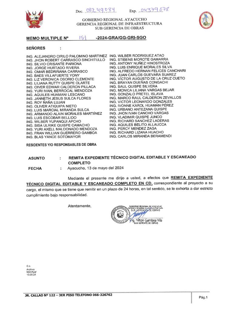 Memo Multiple N°151-2024 | PDF