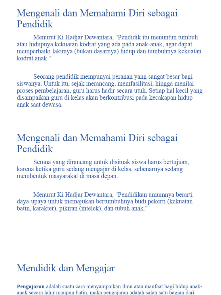 Mengenali Dan Memahami Diri Sebagai Pendidik | PDF Mengenali Dan Memahami Diri Sebagai Pendidik | PDF