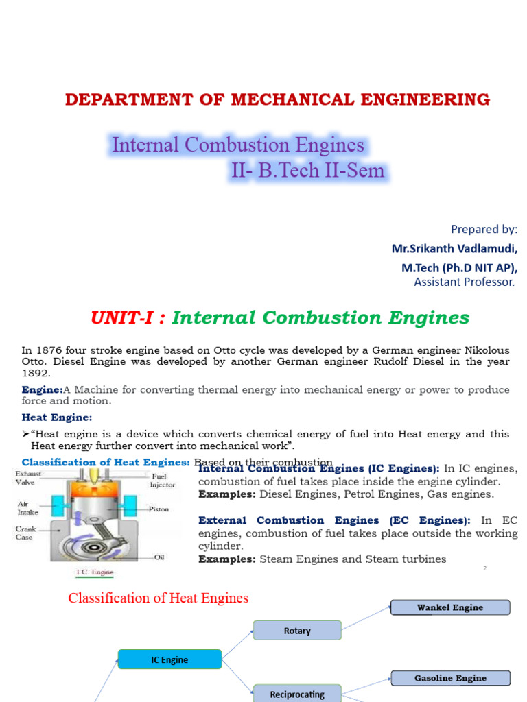 Unit I IC Engines | PDF | Internal Combustion Engine | Diesel Engine
