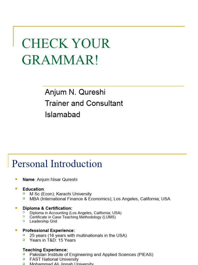 1 A Check Your Grammar!2 | PDF | Subject (Grammar) | Verb