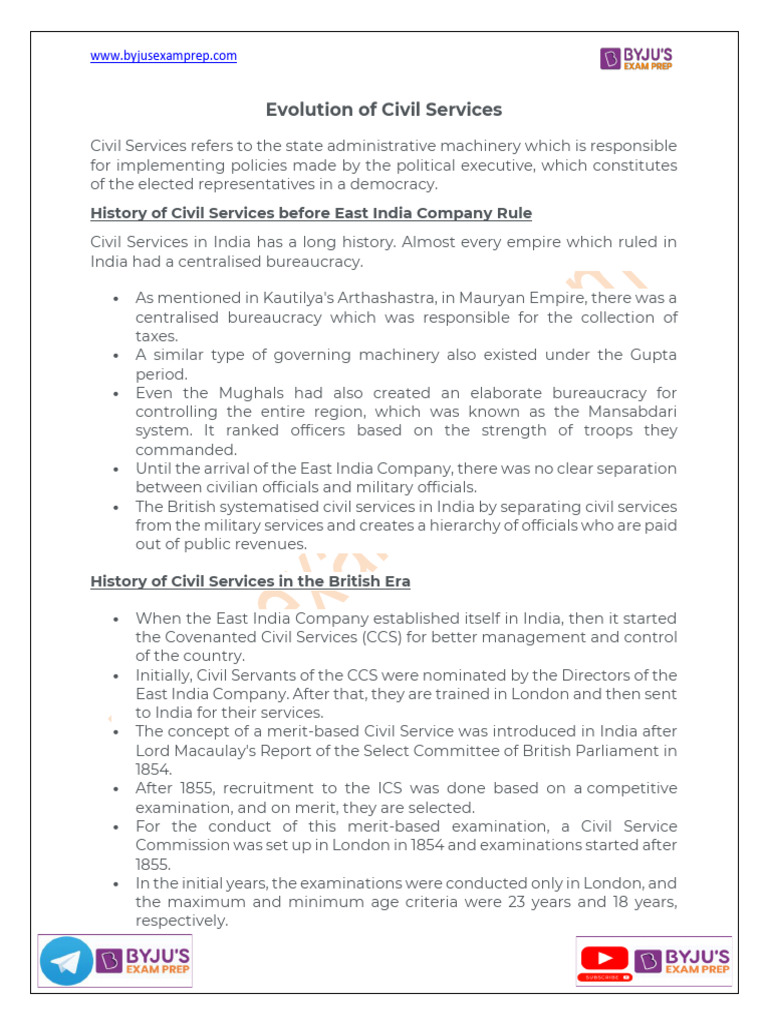 Evolution of Civil Services English 21 | PDF | Civil Service | Governance