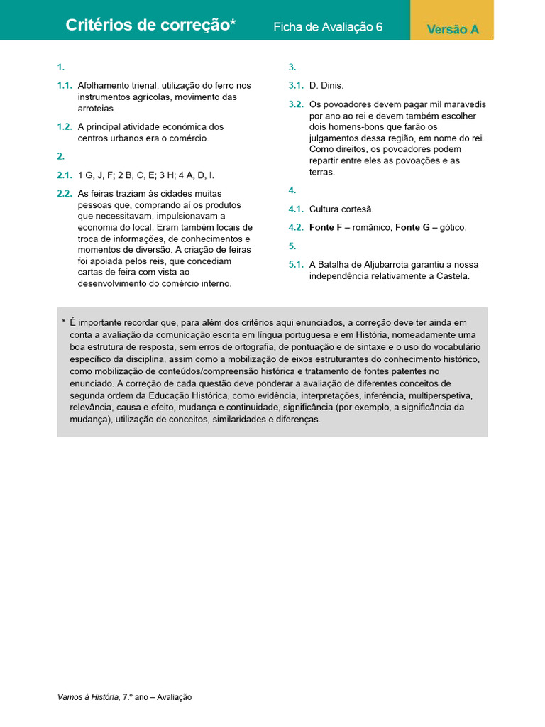 Vhist7 Avaliacao Fa6 Fichaa Criterios | PDF