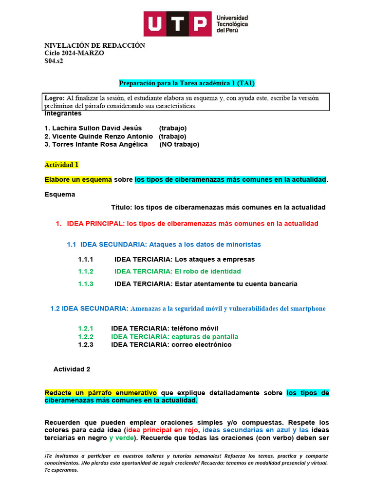 S04 - s2 Preparación para TA1 Esquema y Versión Preliminar | PDF | Tarjeta de débito | Informática
