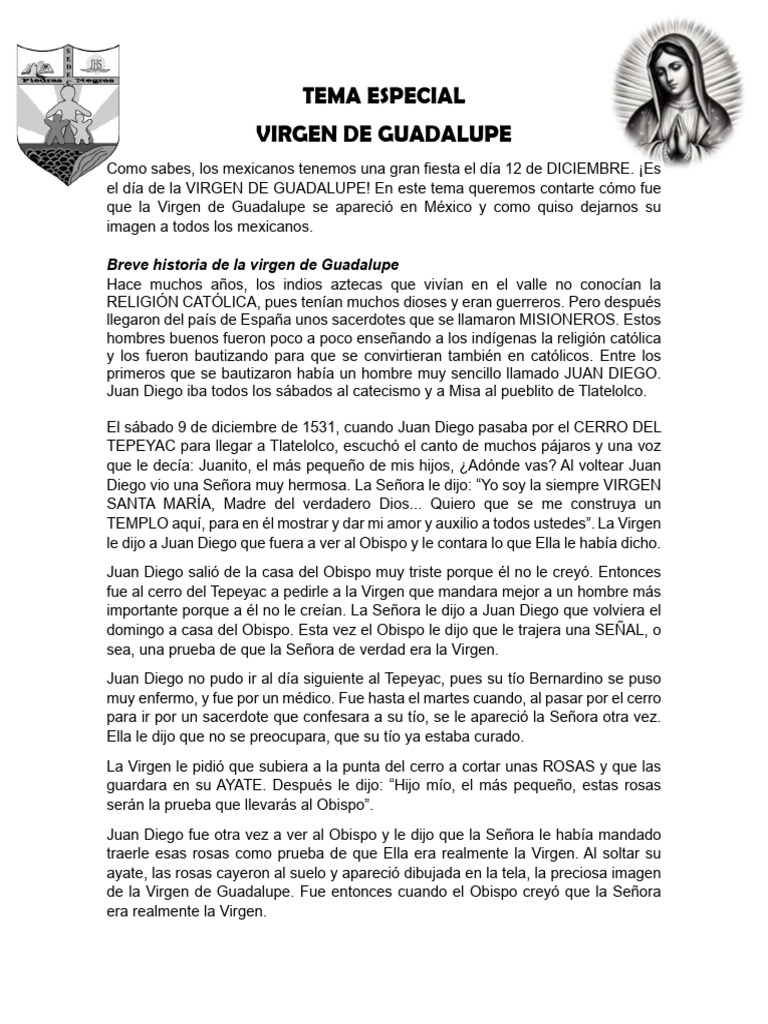 Historia de la Virgen de Guadalupe | PDF | María, madre de Jesús