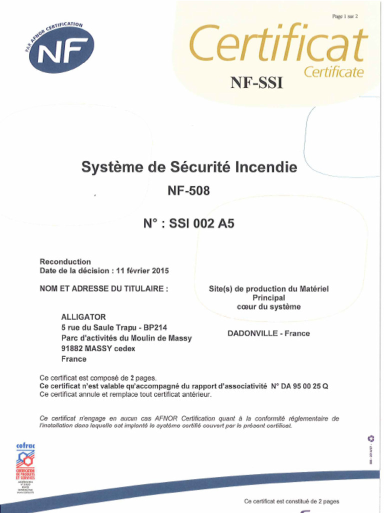 2015 02 11 - SSI 002 A5 - CERTIFICAT | PDF
