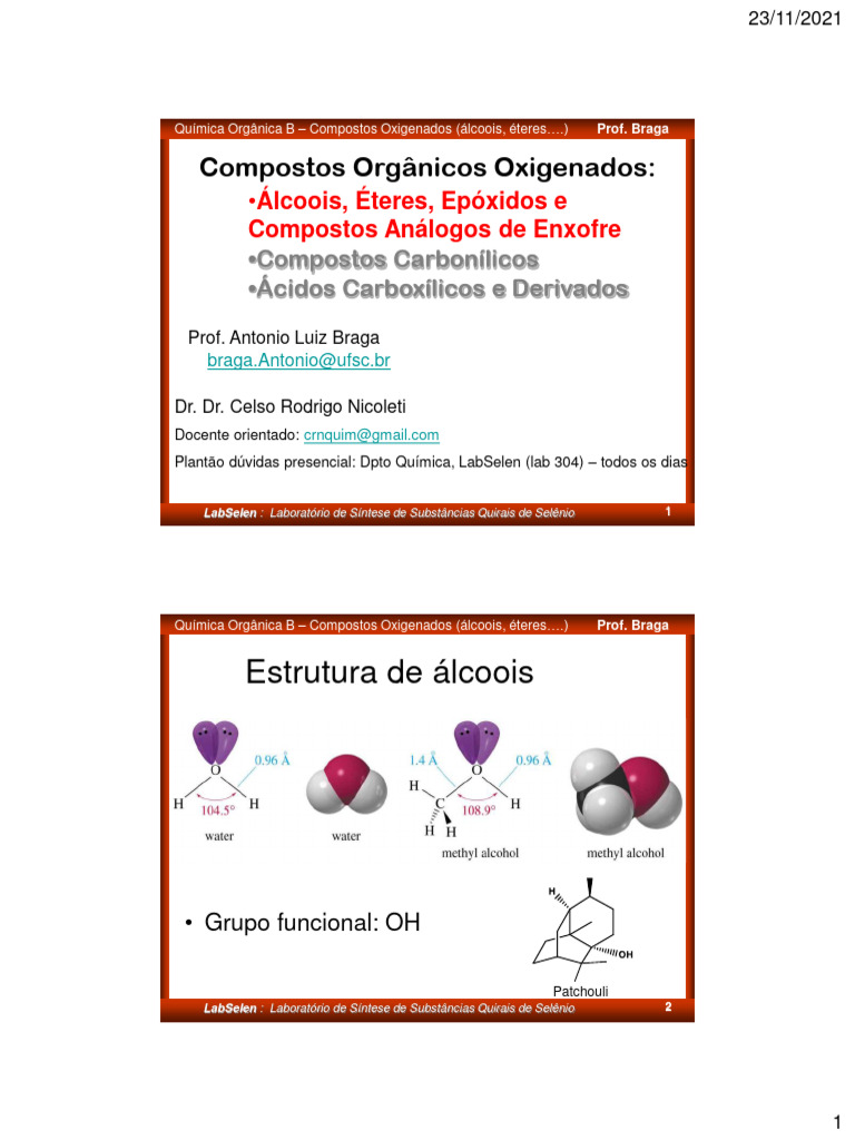 Compostos Oxig - Alccool Eter Expoxido Similares de Enxofre 1a Parte 3 ...