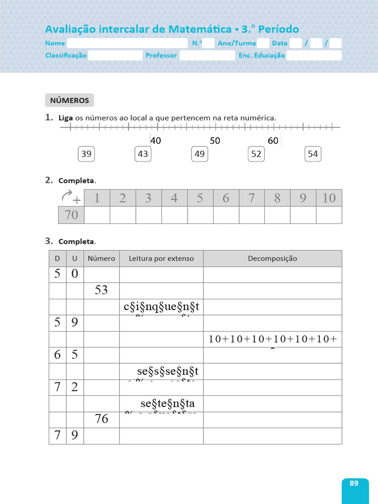 Avaliação intercalar - 3.º Período | PDF
