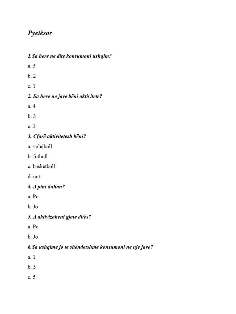 Pyetësor | PDF