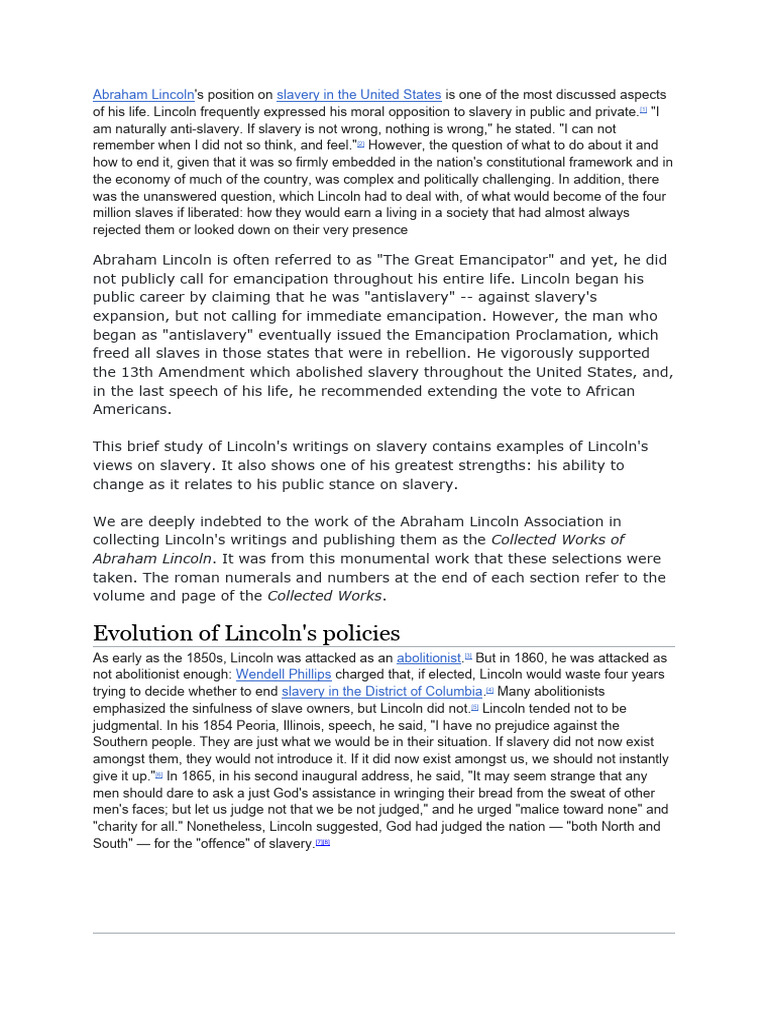 Abraham Lincoln | Download Free PDF | Emancipation Proclamation ...