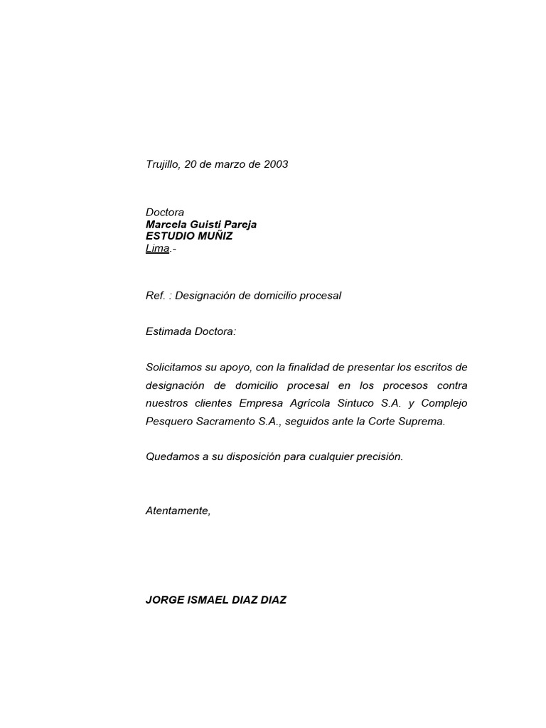 Carta de Designación de Domicilio | PDF