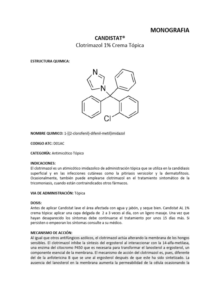 Candistat 1%: Crema Antimicótica Tópica | PDF | Drogas | Química medicinal