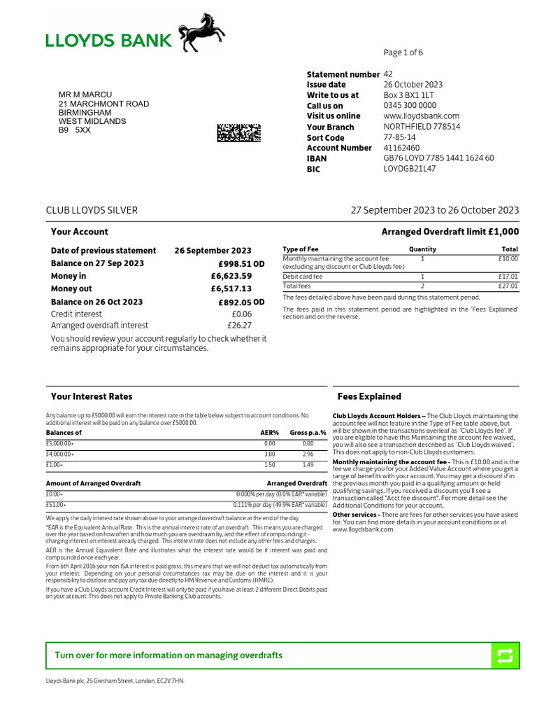 Bank Statements | PDF | Overdraft | Cash