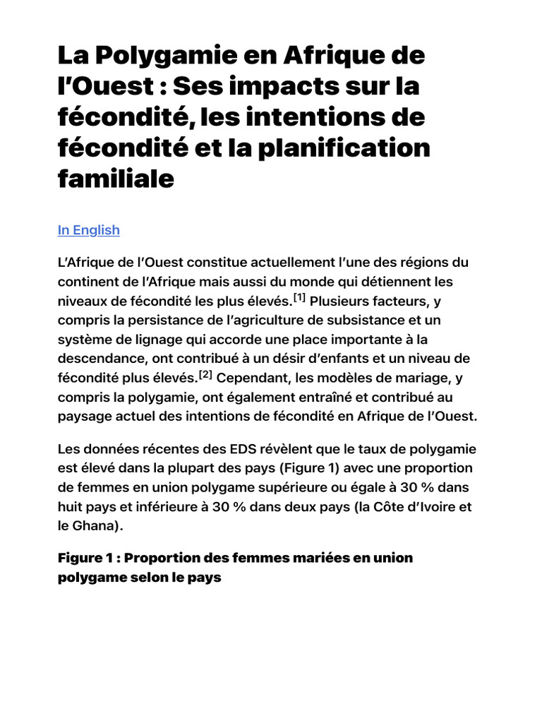 Polygamie et planification familiale en Afrique | PDF | Polygamie | Afrique