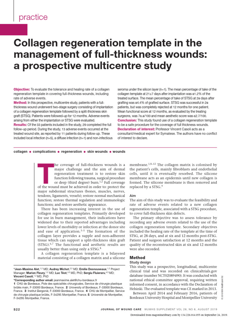 Collagen Regeneration Template in The Management of Full-Thickness ...