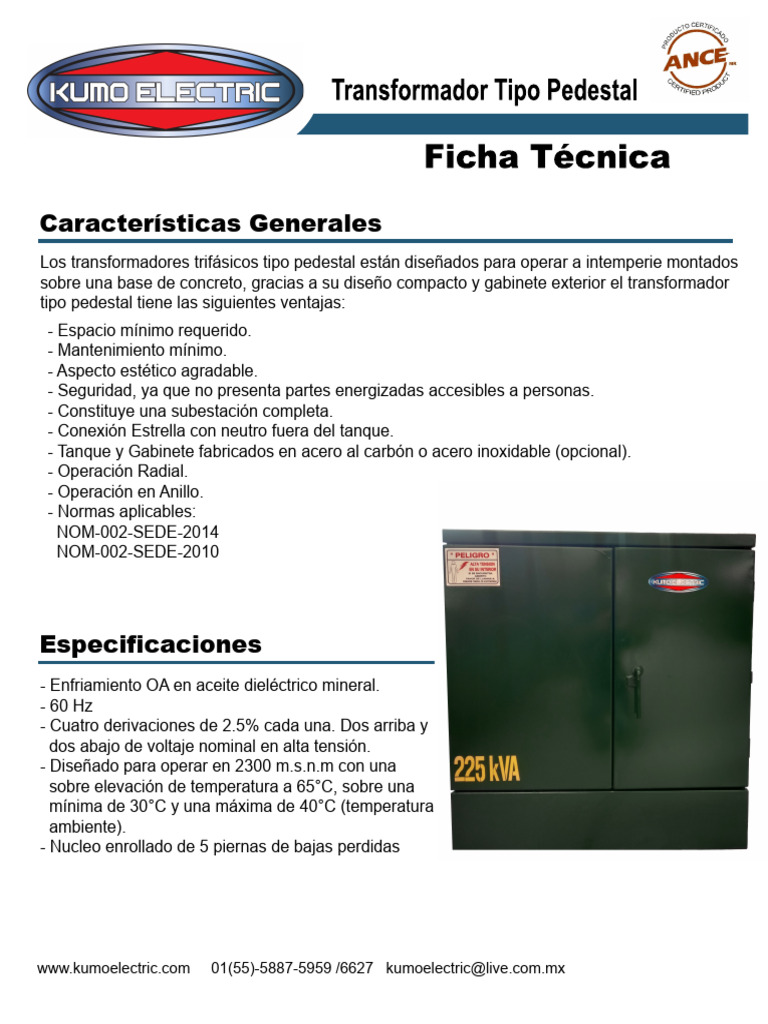 Ficha Tecnica Pedestales | Descargar gratis PDF | Transformador | Ingenieria Eléctrica