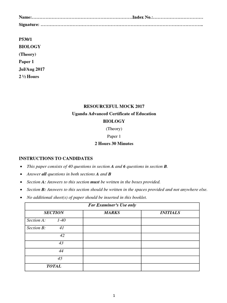Biology Paper 1 Resourceful Mock 2017 | PDF | Diastole | Biology