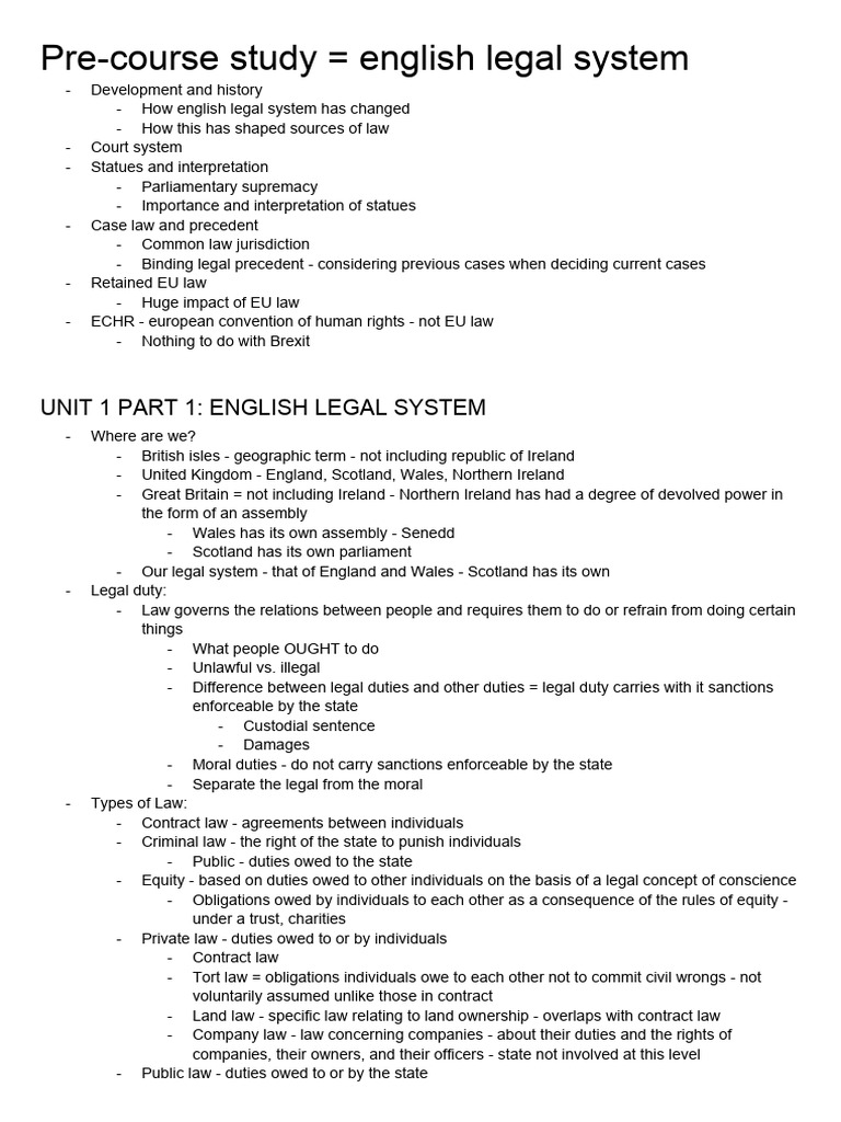 Notes - Pre Course Study | PDF | Equity (Law) | Appeal