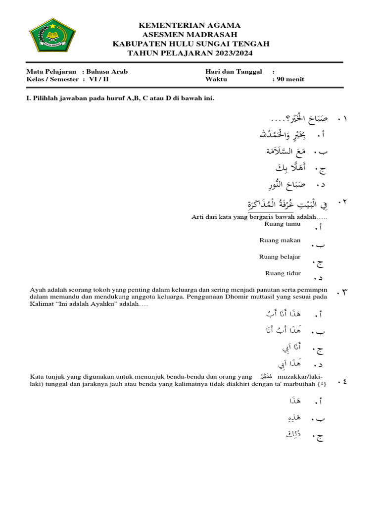 Soal Am Bahasa Arab 2024 | PDF