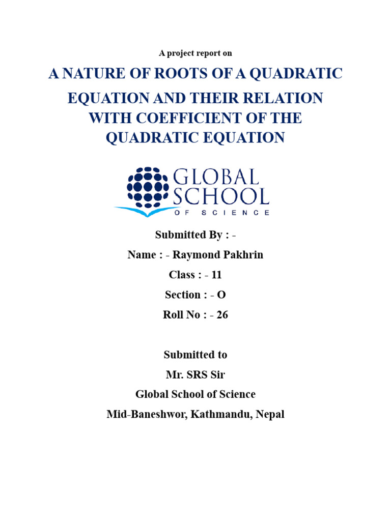 Nature of Roots in Quadratic Equations | PDF | Polynomial | Equations