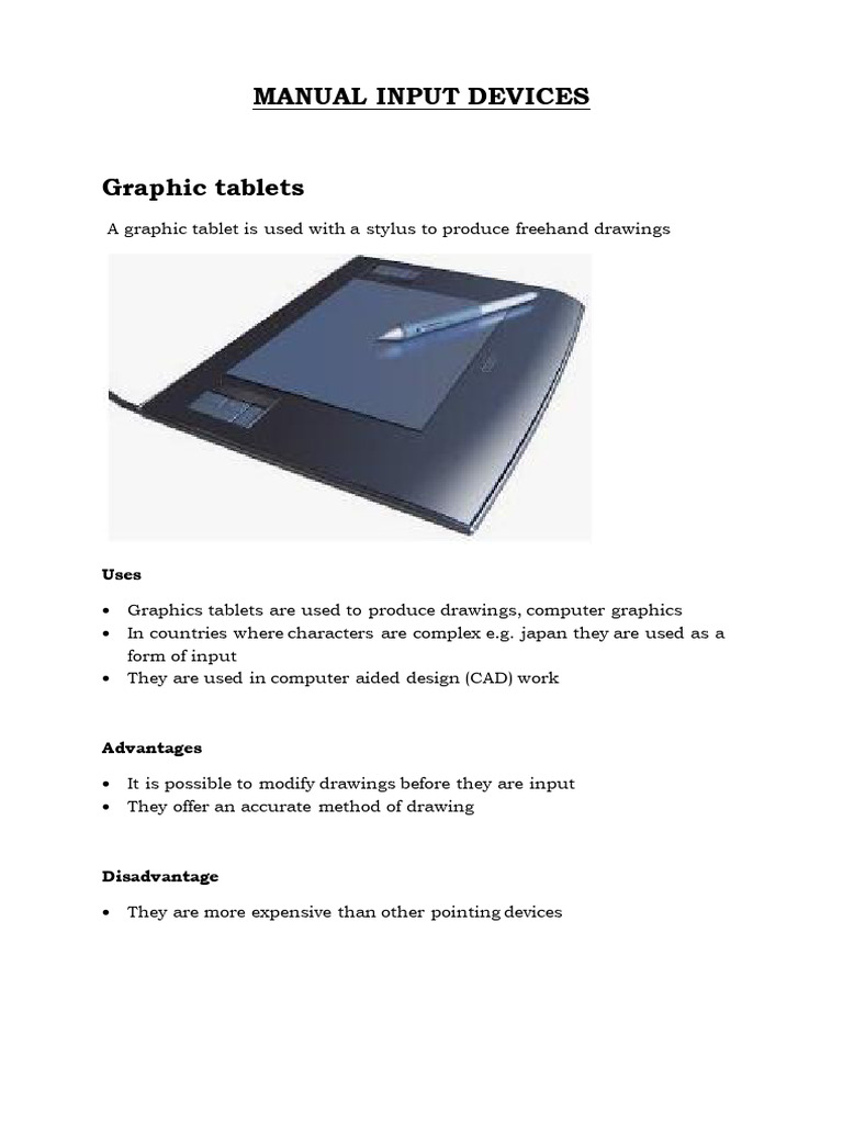 Week 11 (B) Input Devices - Pointing Devices - (Graphics Tablet, Light ...