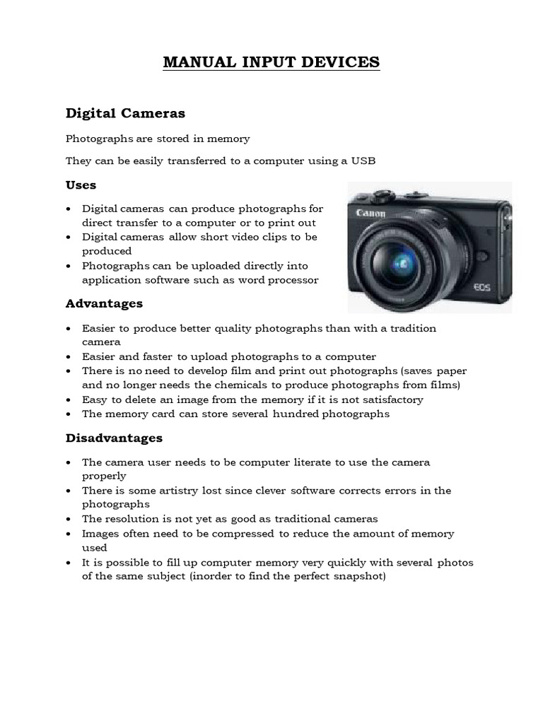 Week 11 A Input Devices Pointing Devices Digital Camera Web Cam