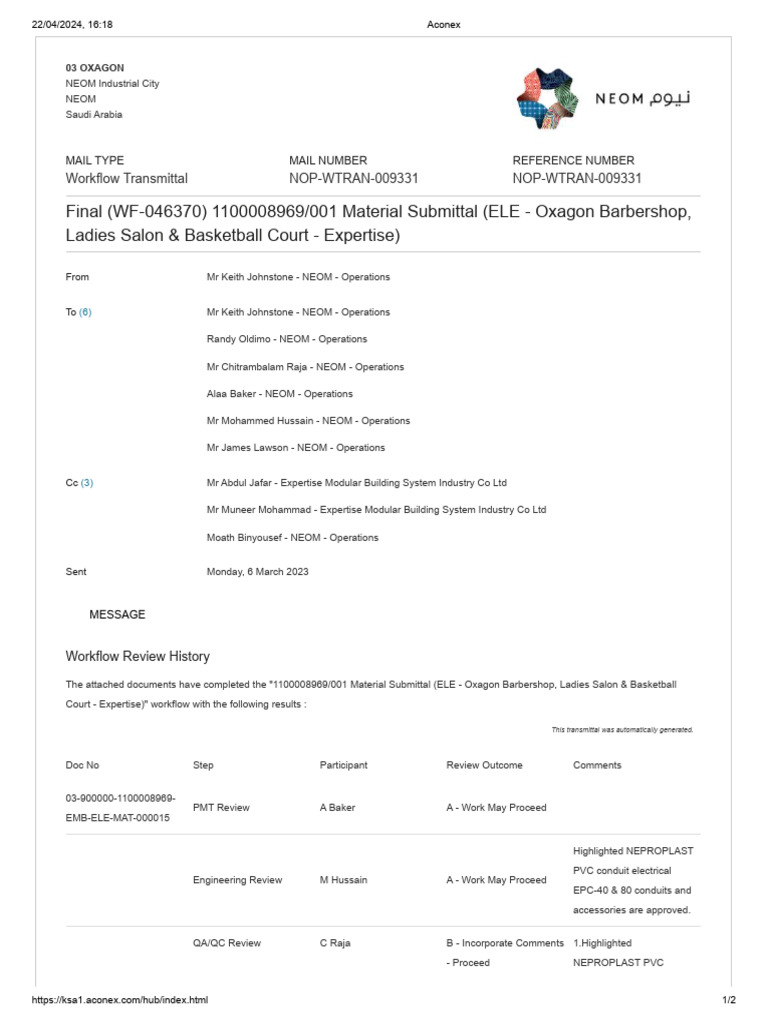 PVC Conduit Approval (NEOM) | PDF