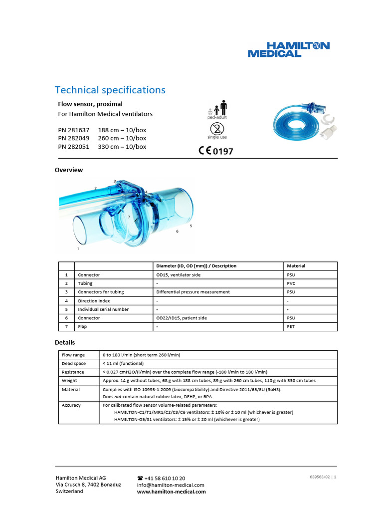 Ventilator Flow Sensor Specs | PDF | Equipment