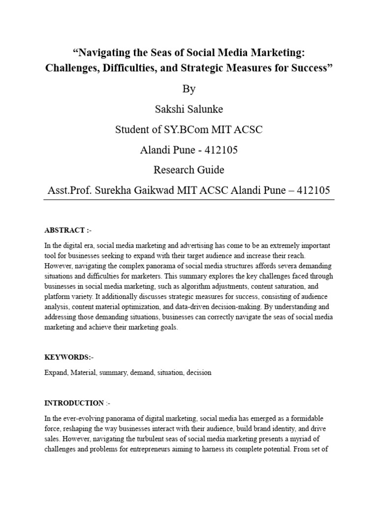 “Navigating the Seas of Social Media Marketing Challenges, Difficulties ... “Navigating the Seas of Social Media Marketing Challenges, Difficulties ...