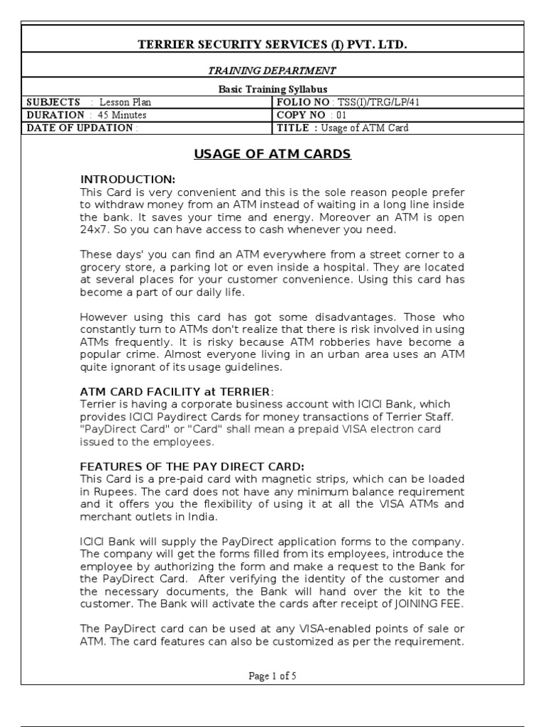 Usage of Atm Card | PDF | Automated Teller Machine | Personal ...