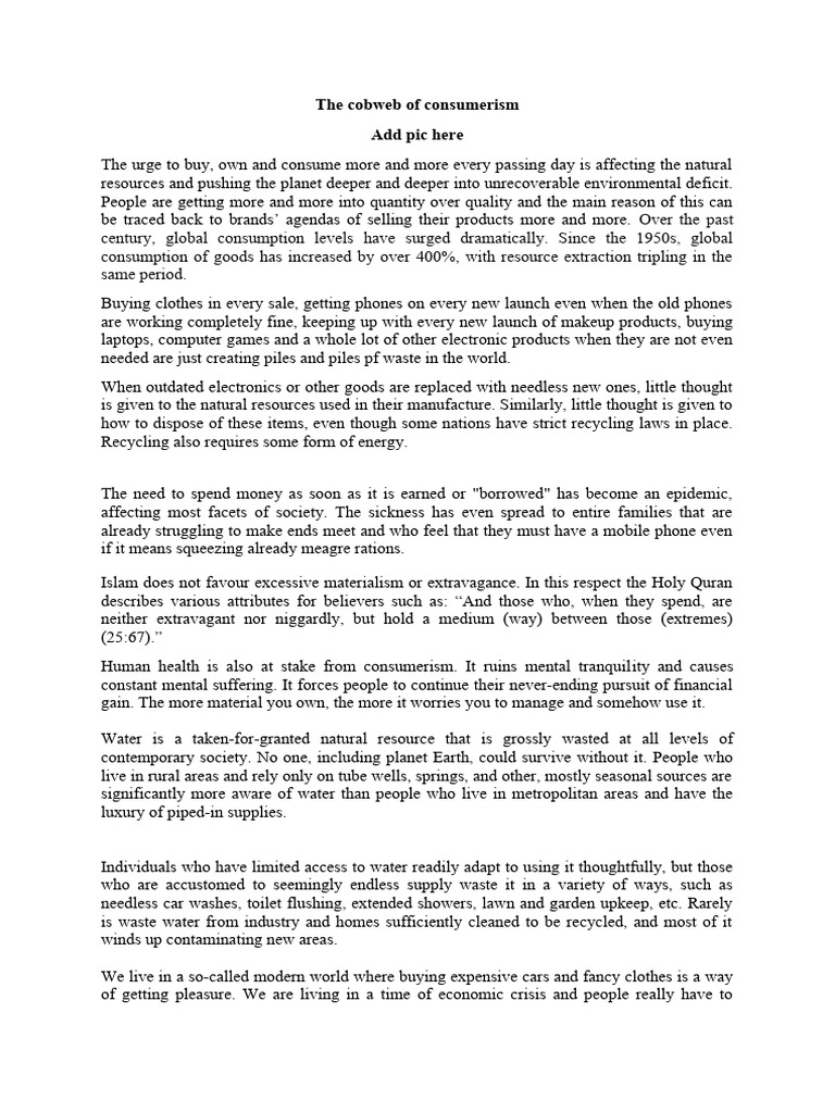 The Cobweb of Consumerism | PDF | Cost Of Living | Consumerism