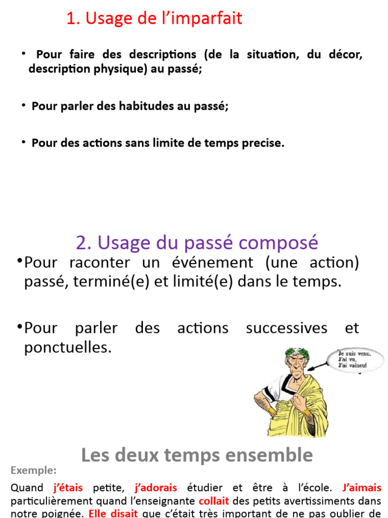 Imparfait vs Passé Composé : Guide d'Usage | PDF | Linguistique