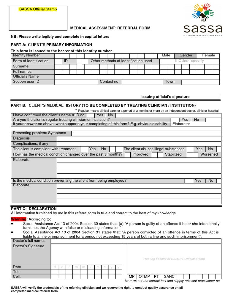 Medical Assessment Referral Form | PDF | Clinical Medicine | Medicine