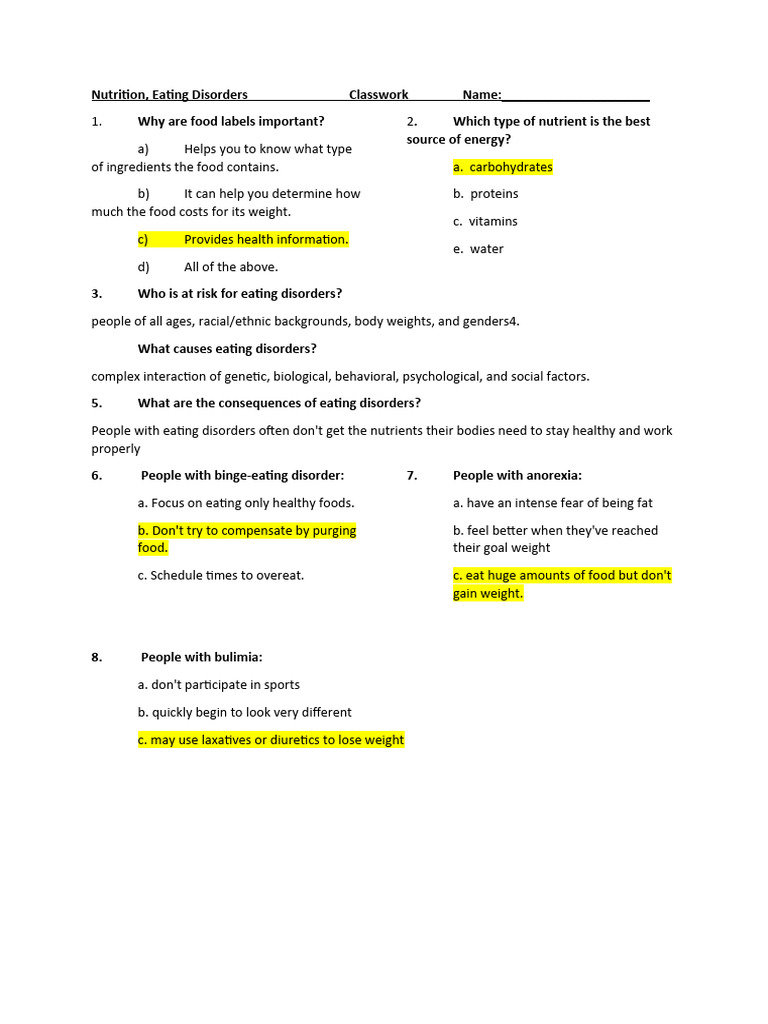 Understanding Nutrition & Eating Disorders | PDF