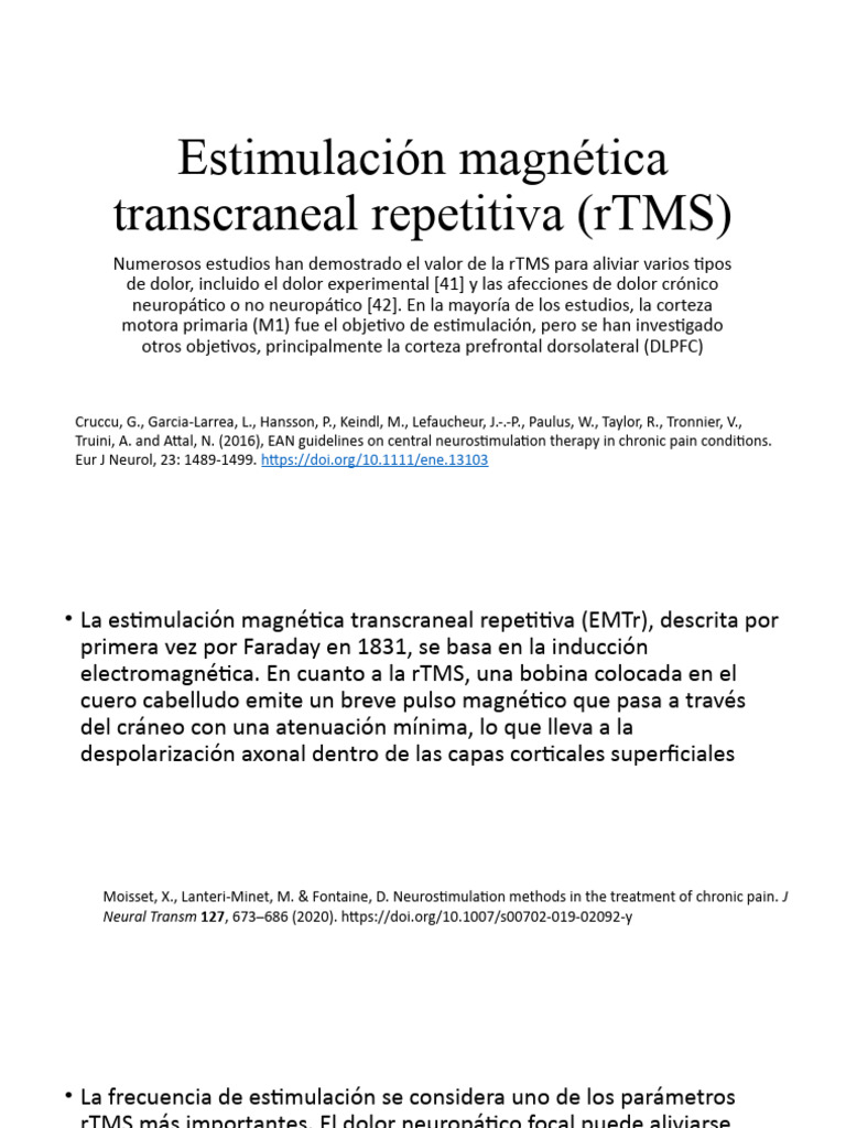 Estimulación Magnética Transcraneal Repetitiva (RTMS) | PDF | Dolor ...