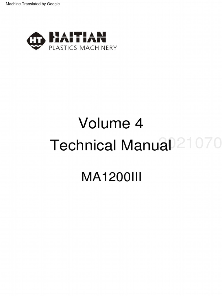 MA1200III Technical Manual Volume 4 | PDF | Machines | Screw
