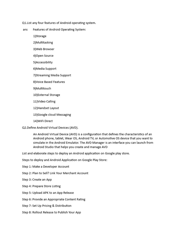 Q1 | PDF | Android (Operating System) | Installation (Computer Programs)