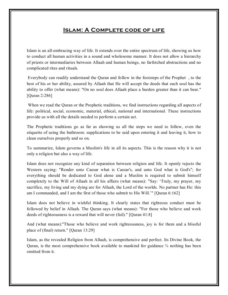 Islam... A Complete Code of Life | PDF | Quran | Islam