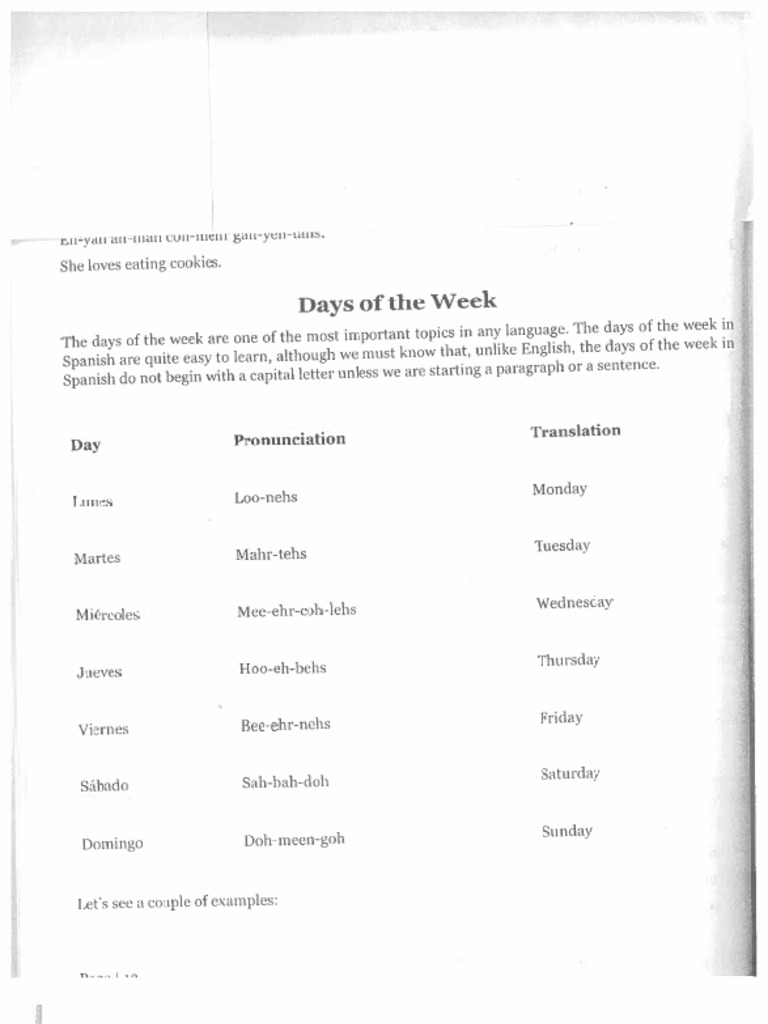 Days of the week | PDF