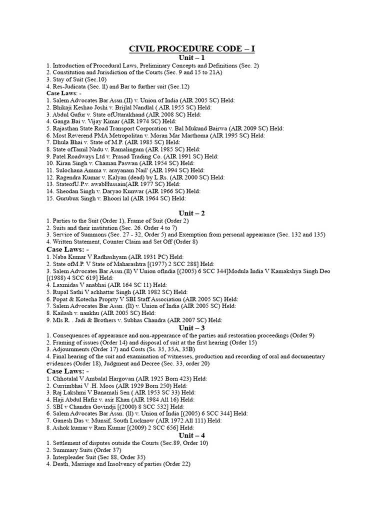 Civil Procedure Code Overview | PDF