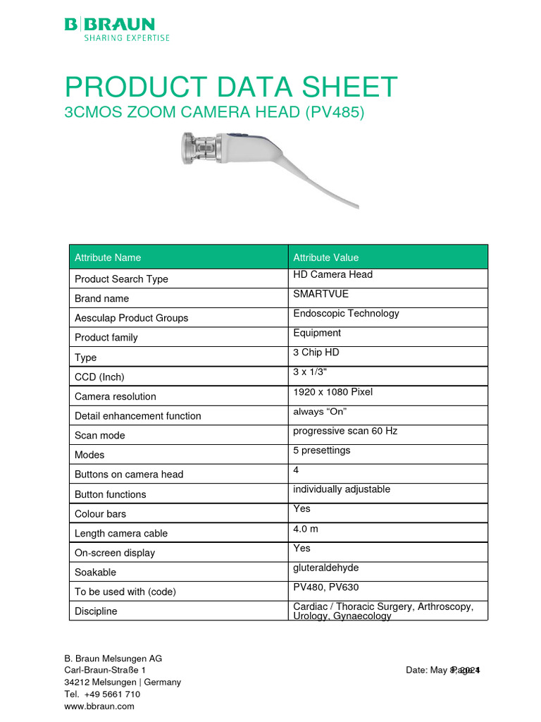 ProductDataSheet For 3CMOS ZOOM CAMERA HEAD | PDF | Camera | Video