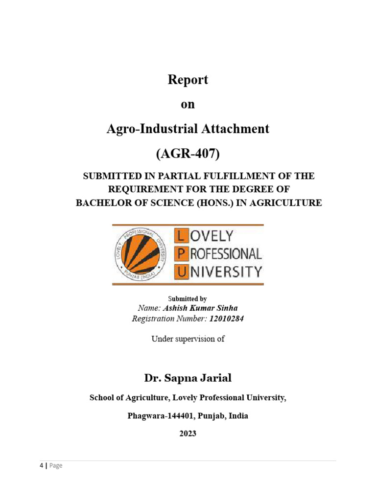 AgroIndustrial Attachment Report | Download Free PDF | Rice | Internal ...