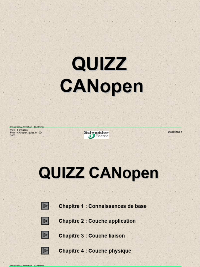 QUIZZ CANopen | PDF | Protocoles réseau | Réseau informatique