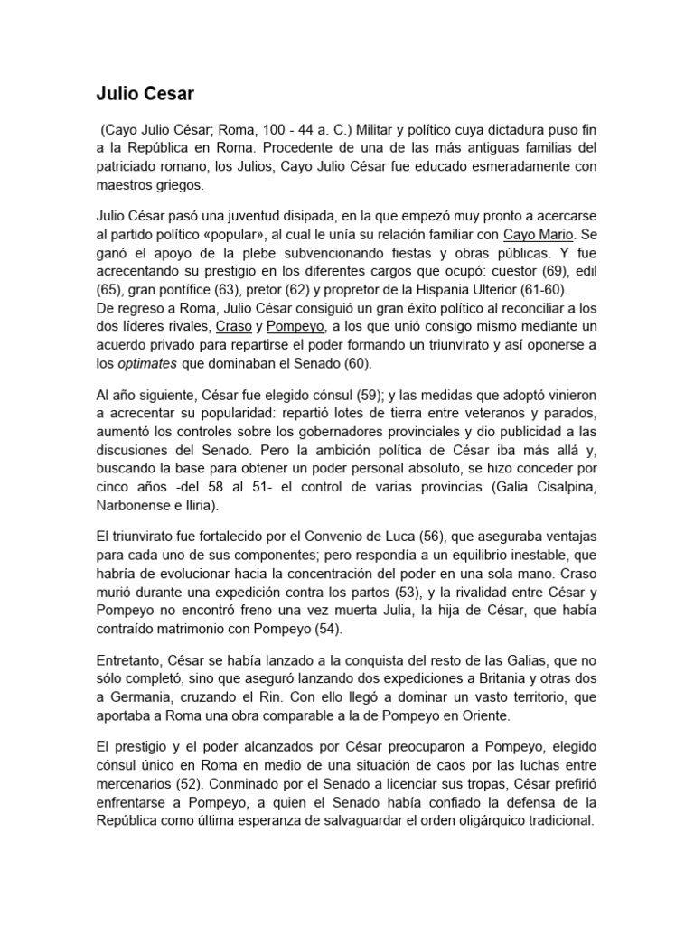Julio César: Dictador y Cifrado | PDF | Julio César | Pompeyo