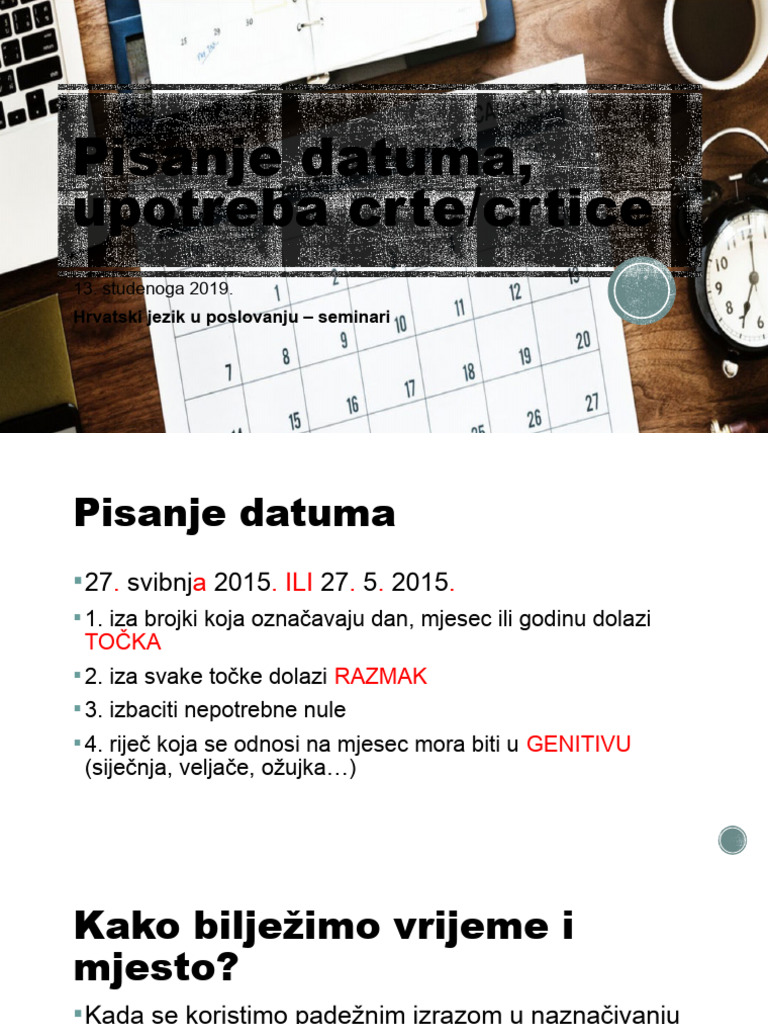 Pisanje Datuma, Crte I Crtice | PDF