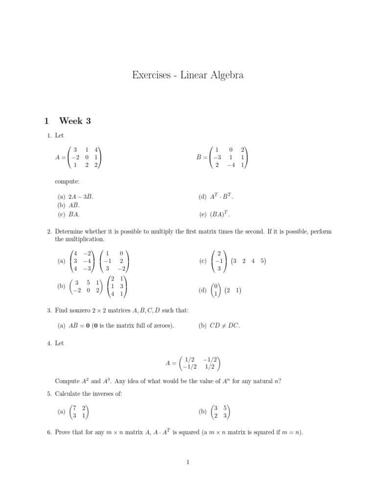 Exercise 3 | PDF | Matrix (Mathematics) | Matrix Theory Exercise 3 | PDF | Matrix (Mathematics) | Matrix Theory