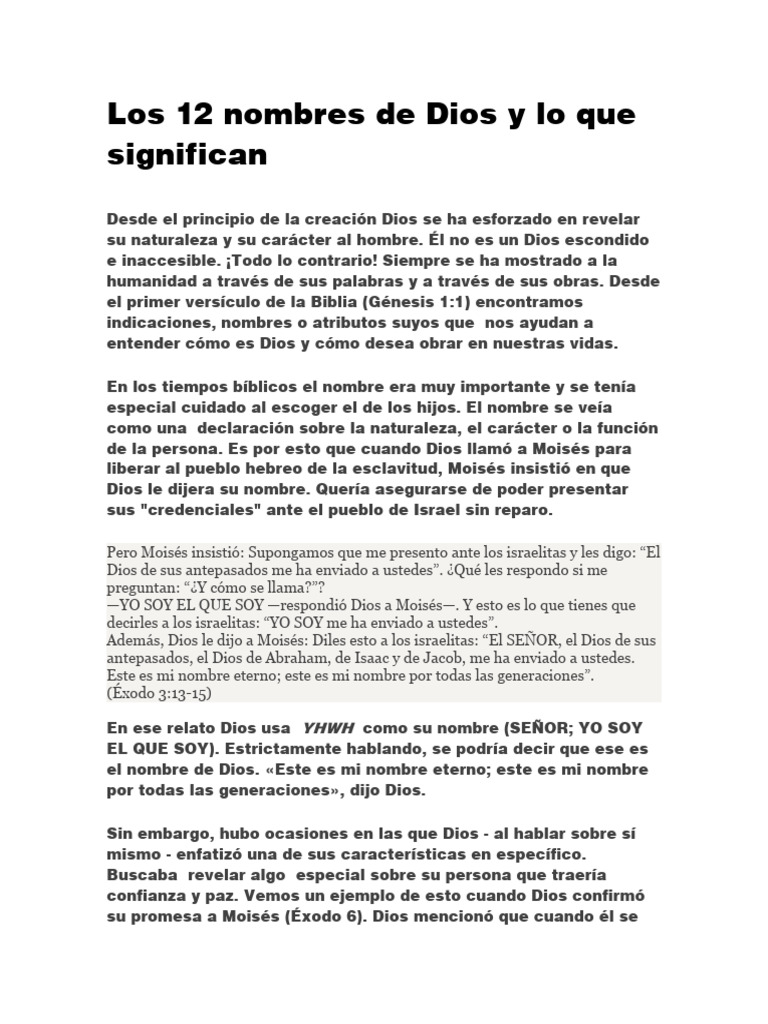Los 12 Nombres de Dios y su Significado | PDF | Dios | Tetragrammaton