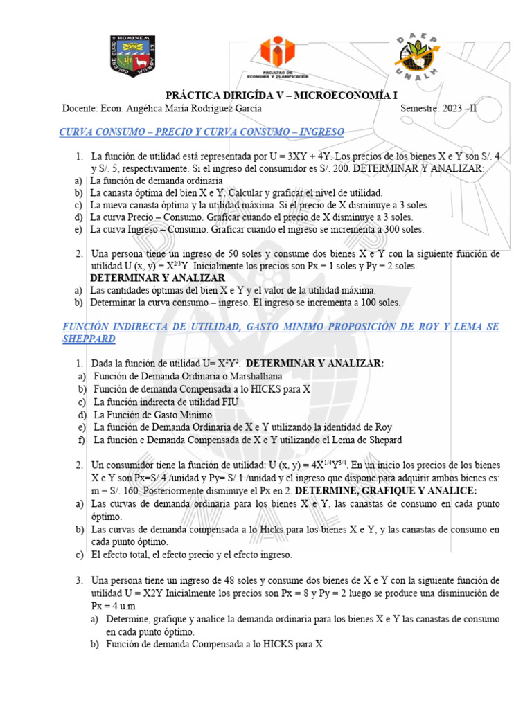 PD V Micro Cic-Cpc Roy Sheppard | PDF | Curva de demanda | Microeconomía