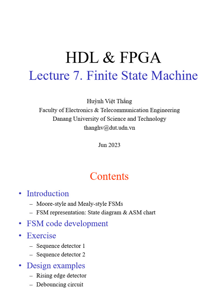 Hdl And Fpga Ch07 Hvt 2024 Fsm Pdf Hardware Description Language Computer Engineering 0737